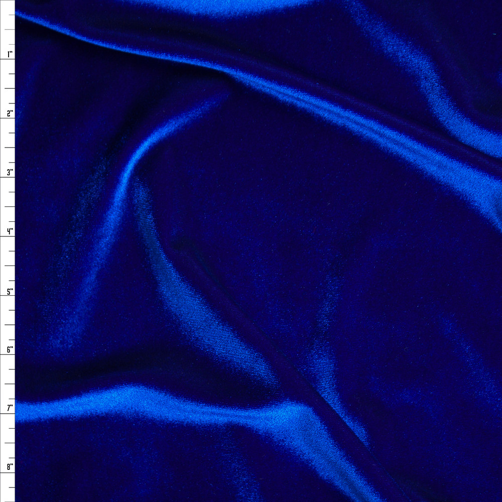 Cali Fabrics Royal Blue Luxury Crushed Stretch Velvet Fabric by the Yard