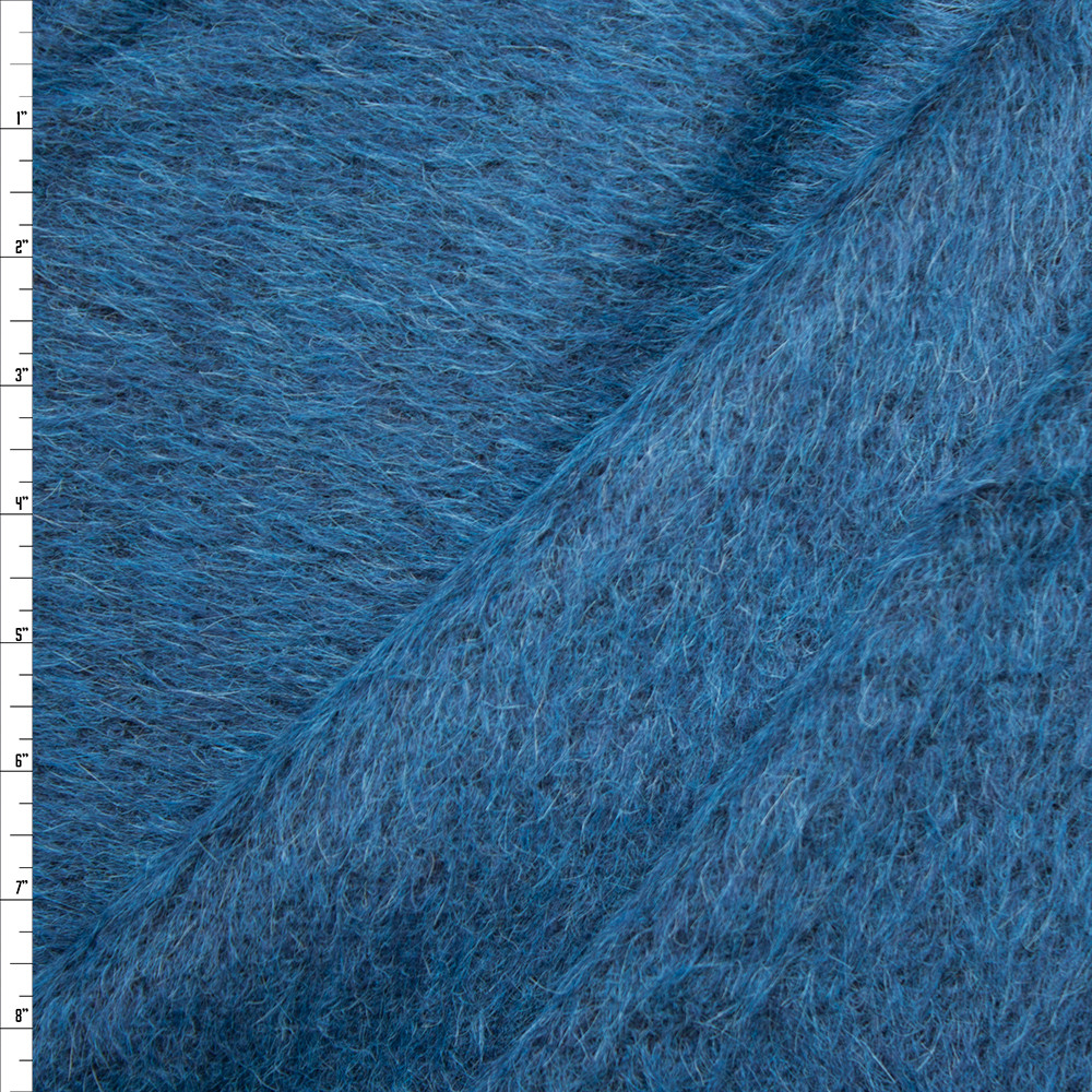 Cali Fabrics Navy Blue Solid Wool Coating Fabric by the Yard