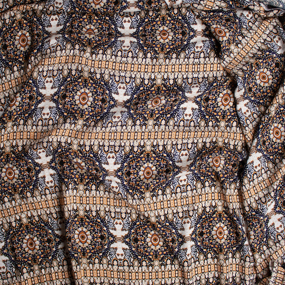Cali Fabrics Tan, Black, Ivory, Plum, and Red Bohemian Stripe Rayon ...