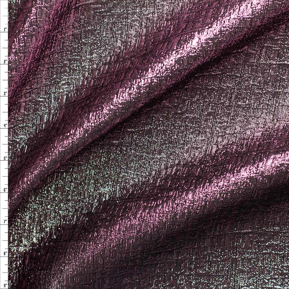 Cali Fabrics Metallic Pink and Black Linen Look Designer Brocade Fabric ...