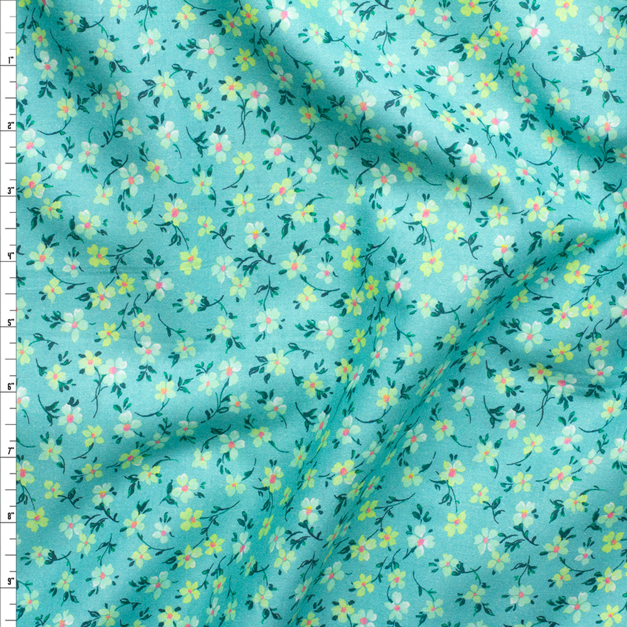 Cali Fabrics Aqua Eucalyptus Floral London Calling Cotton Lawn from ... Cali Fabrics Aqua Eucalyptus Floral London Calling Cotton Lawn from ...