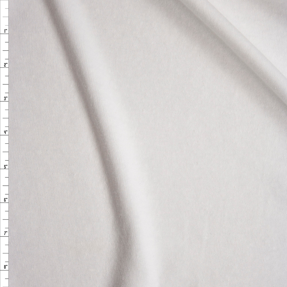 Cali Fabrics White Midweight Micro Rib Knit Fabric by the Yard
