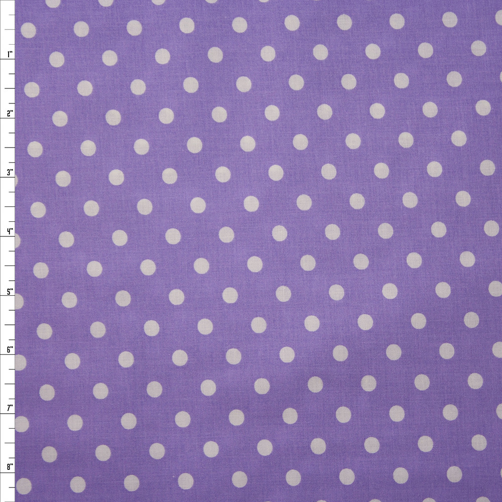 Cali Fabrics White on Lavender Polka Dots Quilter's Cotton Fabric by ...