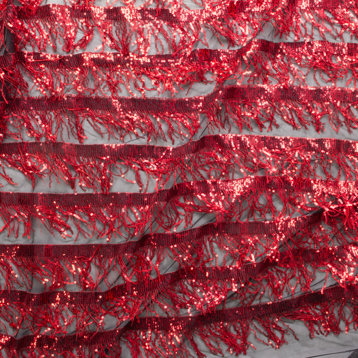 Cali Fabrics Black 5” Layered Fringe Fabric Fabric by the Yard