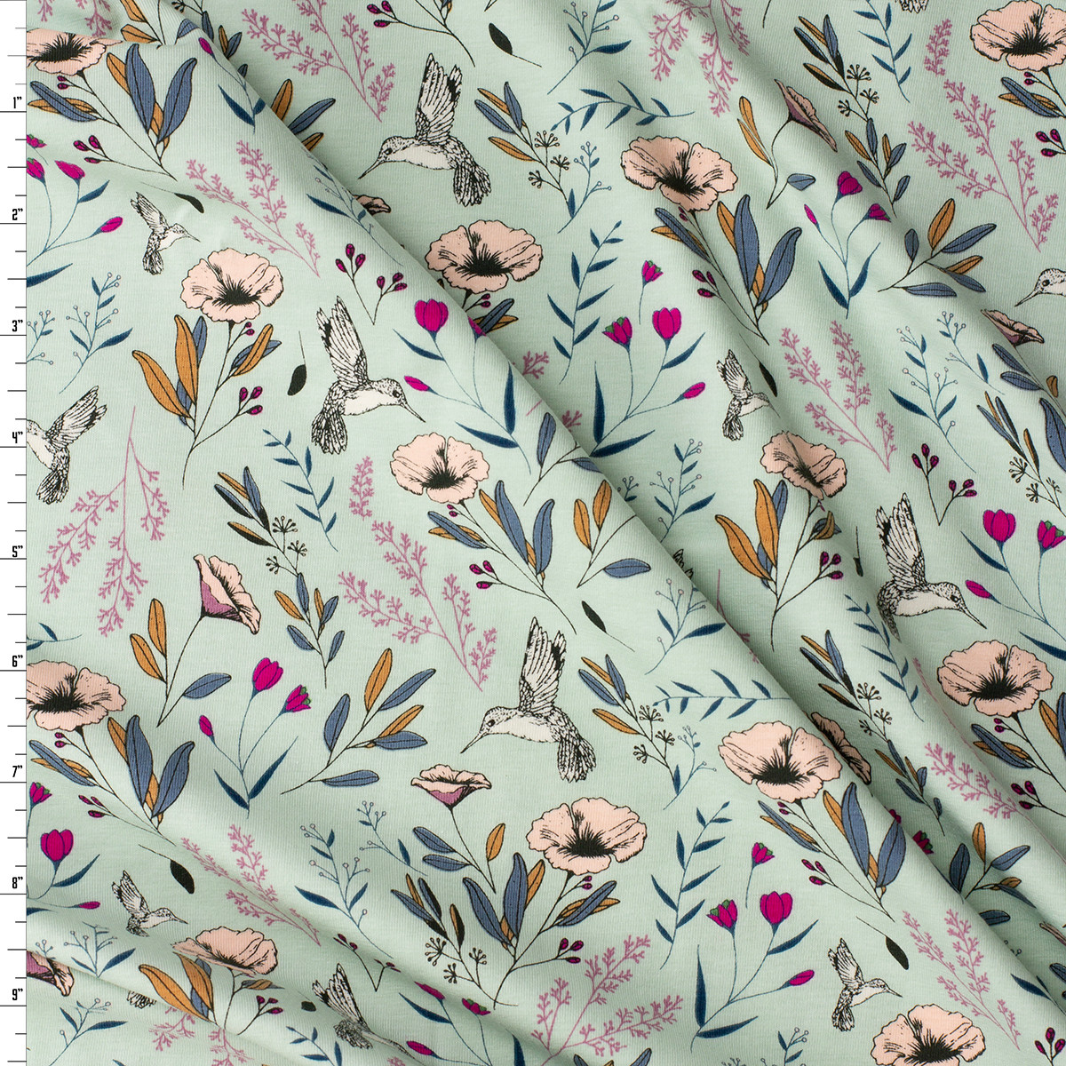 Cali Fabrics Mystical Land Magic Fauna Waterfall Stretch Cotton Jersey ...