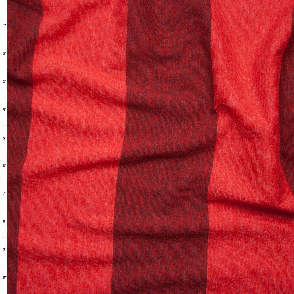 Cali Fabrics Brick Red Wide Stripe Lightweight Jersey Knit Fabric by ...