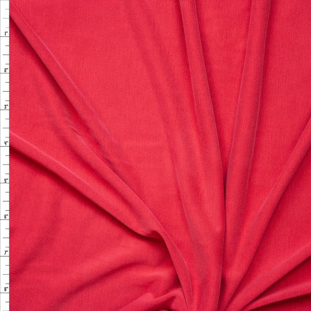 Cali Fabrics Bright Red Slubbed Rayon Jersey Knit Fabric by the Yard