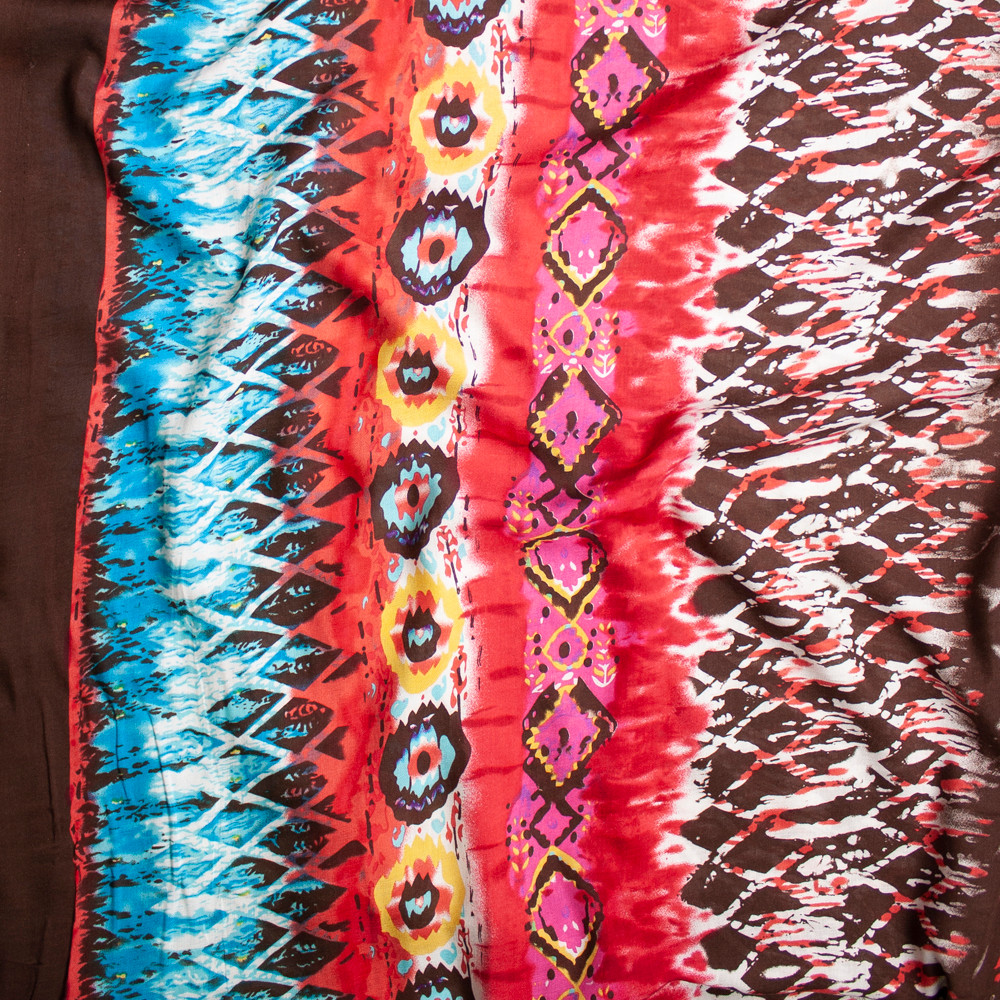 Cali Fabrics Tan, Mustard, Ivory, and Black Bohemian Stripe Rayon ...