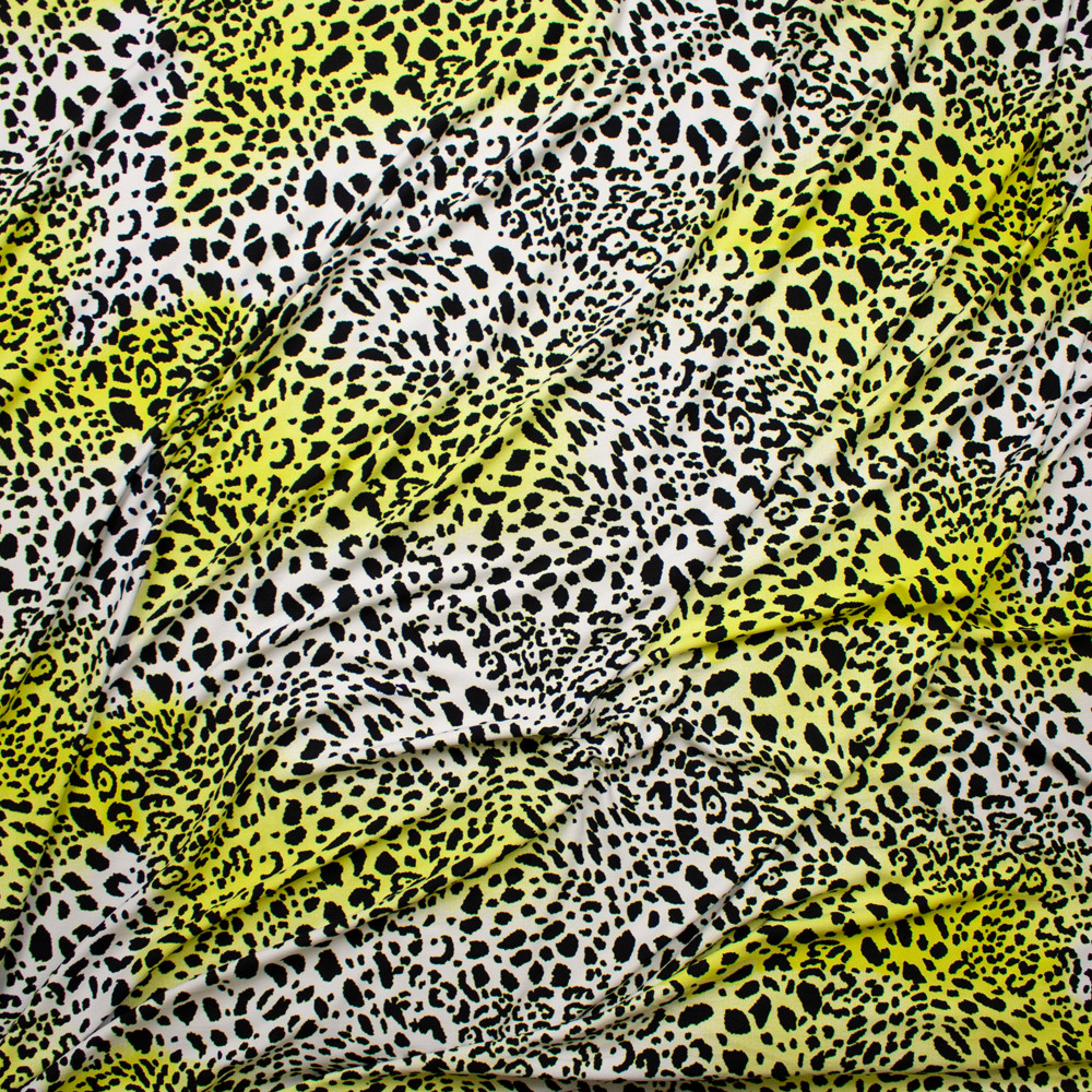 Cali Fabrics Neon Yellow, Black, and White Gradient Cheetah Print ...