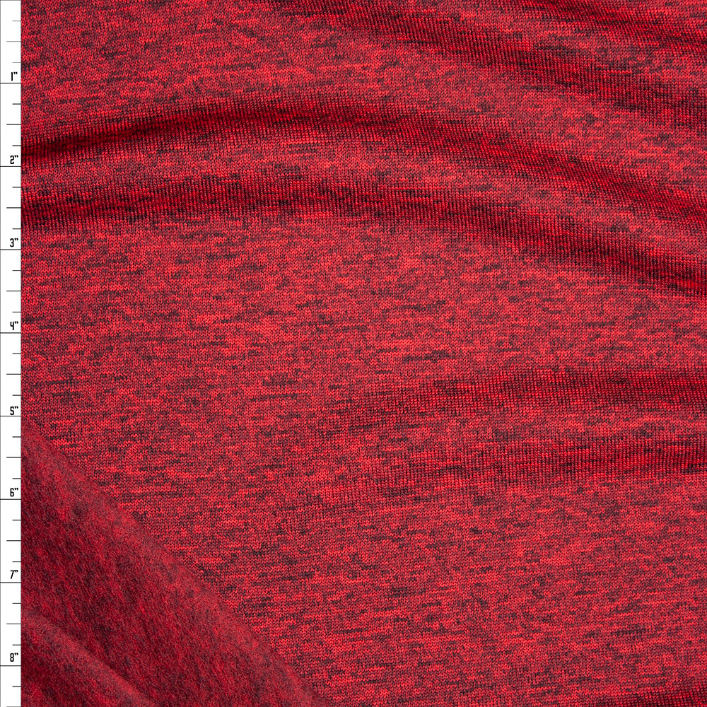 Cali Fabrics Deep Red Heather Soft Brushed Stretch Sweater Knit Fabric ...