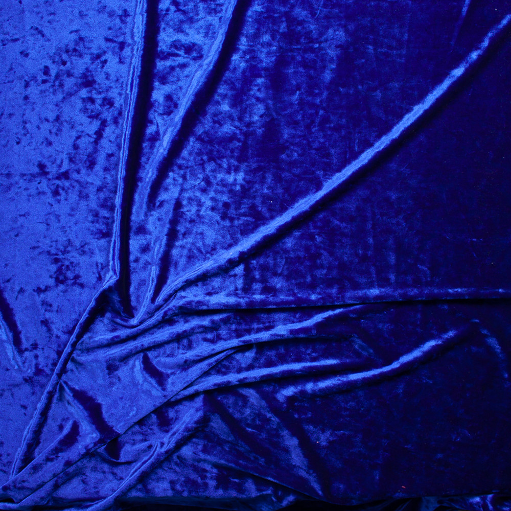 Cali Fabrics Royal Blue Luxury Crushed Stretch Velvet Fabric by the Yard