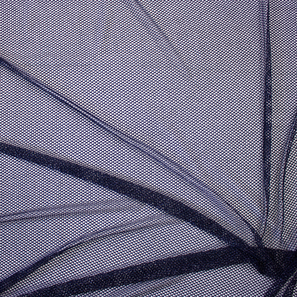 Cali Fabrics Metallic Silver on Navy Fishnet Fabric by the Yard