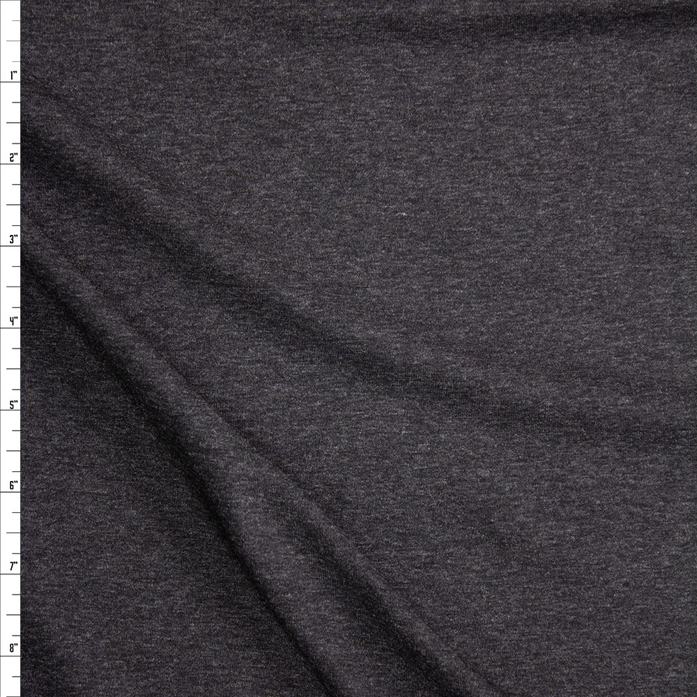 Cali Fabrics Heather Charcoal Grey Stretch Brushed Polyester Jersey ...