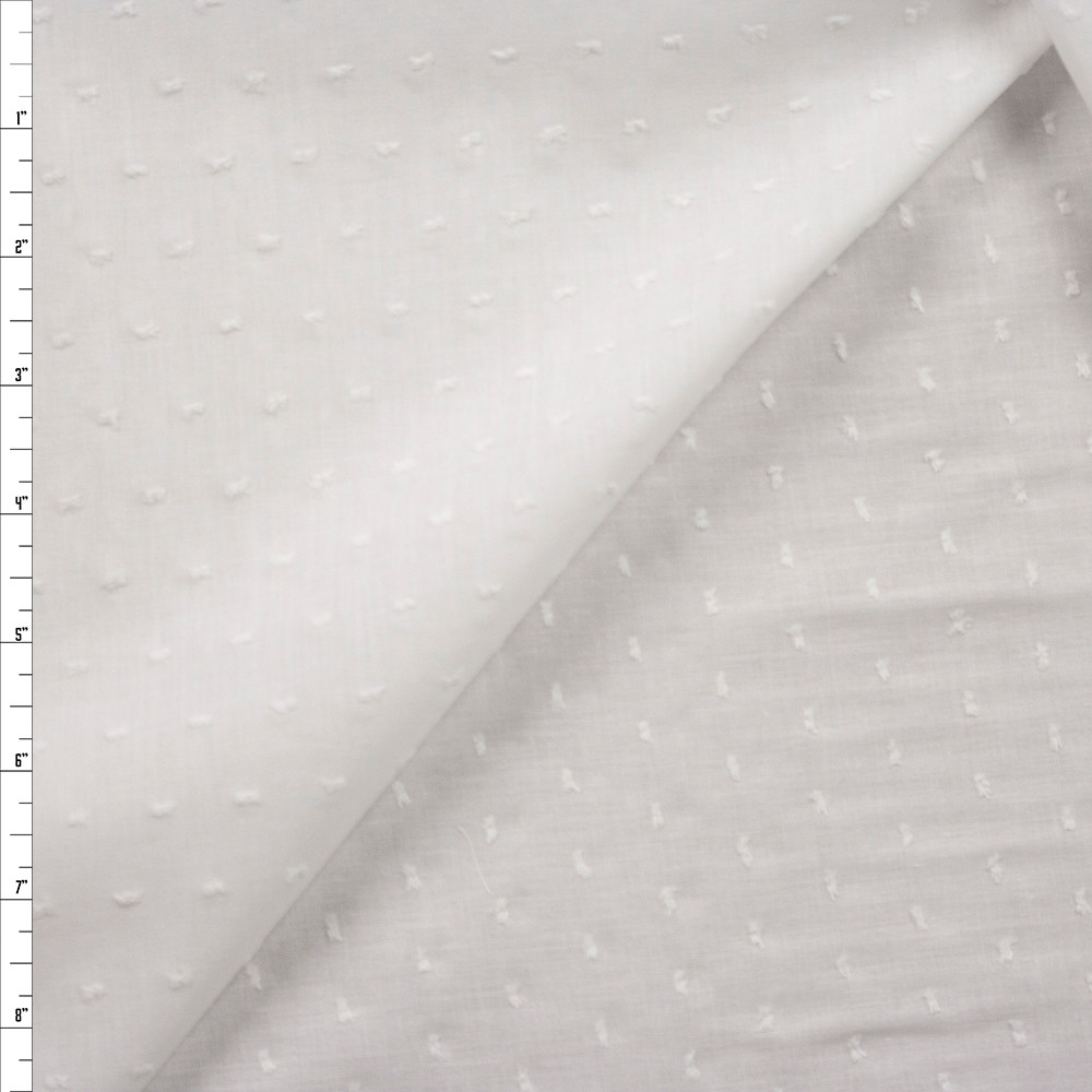 Cali Fabrics White Swiss Dot Cotton Lawn Fabric by the Yard