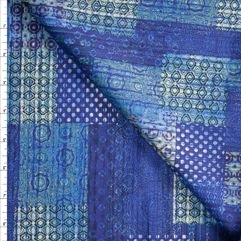 Cali Fabrics Deep Blue Grid Tiles Designer Cotton Shirting from ‘Tori ...