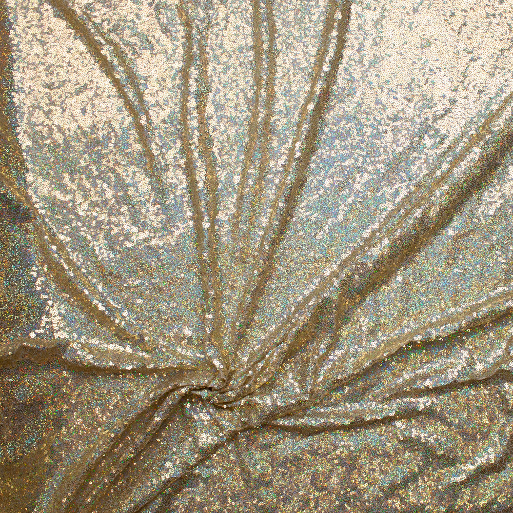 Cali Fabrics | Holographic Gold Micro Sequin Fabric