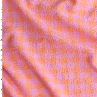 Cali Fabrics Pink and Orange Plaid Designer Cotton Gauze #30144 Fabric ...