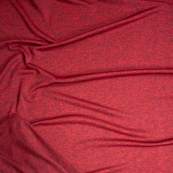 Cali Fabrics Deep Red Heather Brushed Ribbed Sweater Knit Fabric by the ...