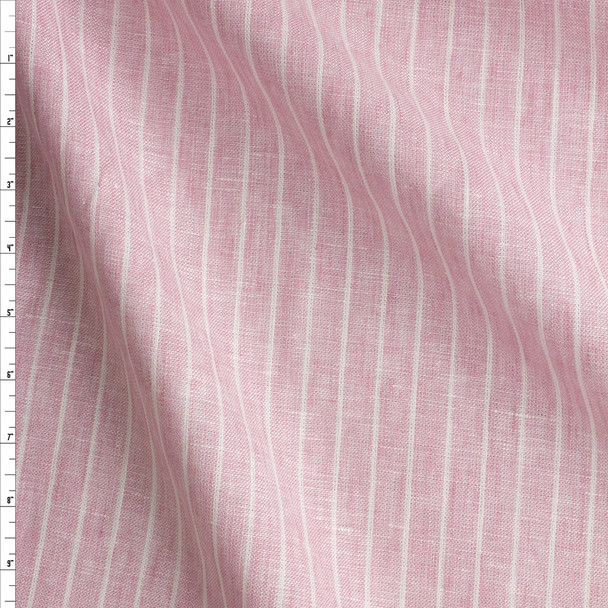 Cali Fabrics Offwhite And Pink Vertical Stripe Linen Fabric by the Yard