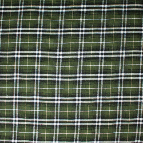 Cali Fabrics | Olive, Green, and White Plaid Flannel