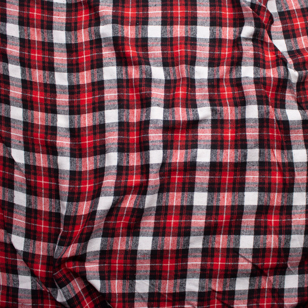 Cali Fabrics White, Red, and Black Plaid Midweight Flannel Fabric by ...