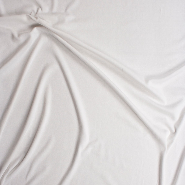 Cali Fabrics White Midweight Micro Rib Knit Fabric by the Yard