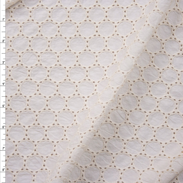 Cali Fabrics Offwhite Circles Designer Cotton Eyelet Fabric by the Yard