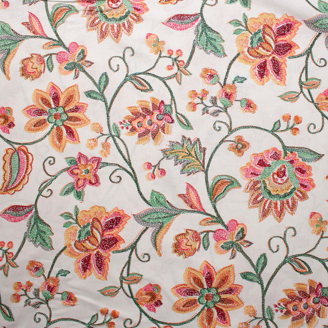 Cali Fabrics Plum and White Floral on Pink and Plum Plaid Rayon Gauze ...