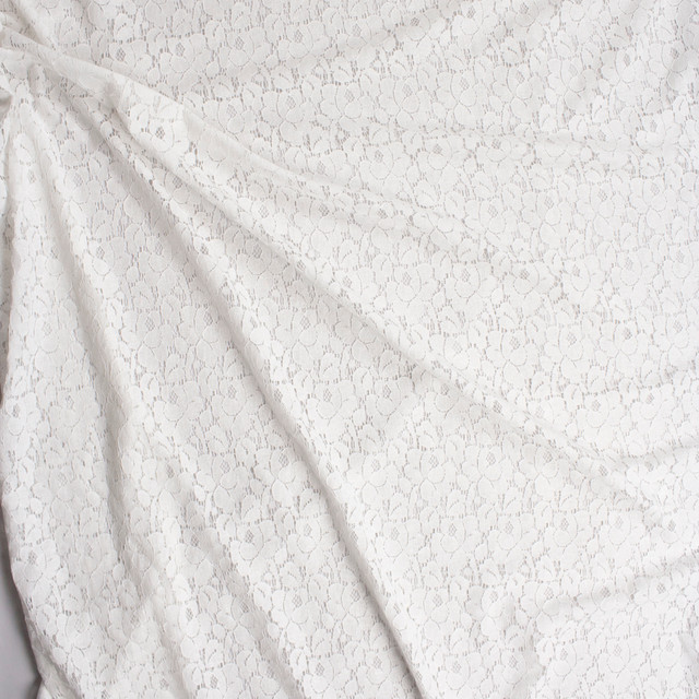Cali Fabrics Warm White Spring Floral Lace Fabric by the Yard