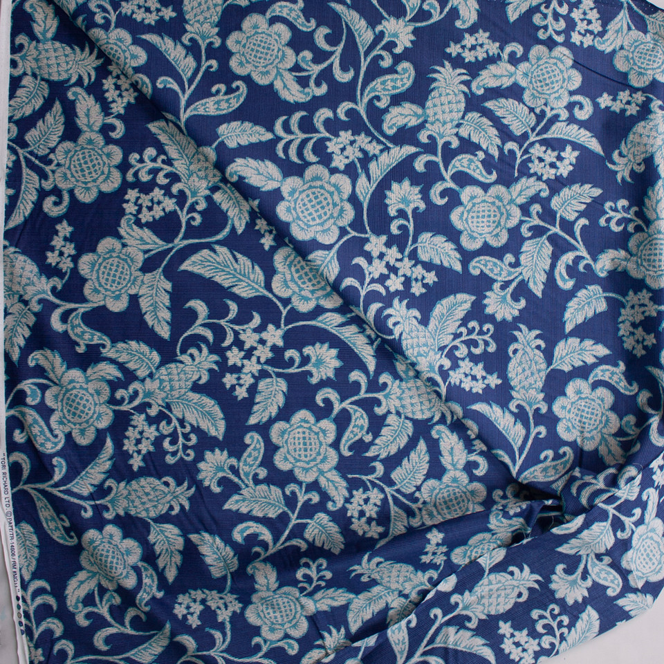 Cali Fabrics Deep Blue Grid Tiles Designer Cotton Shirting from ‘Tori ...