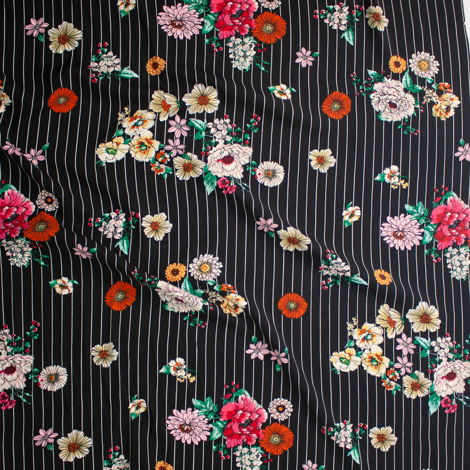 Cali Fabrics Vibrant Boho Medallions on Black Rayon Challis Rayon ...