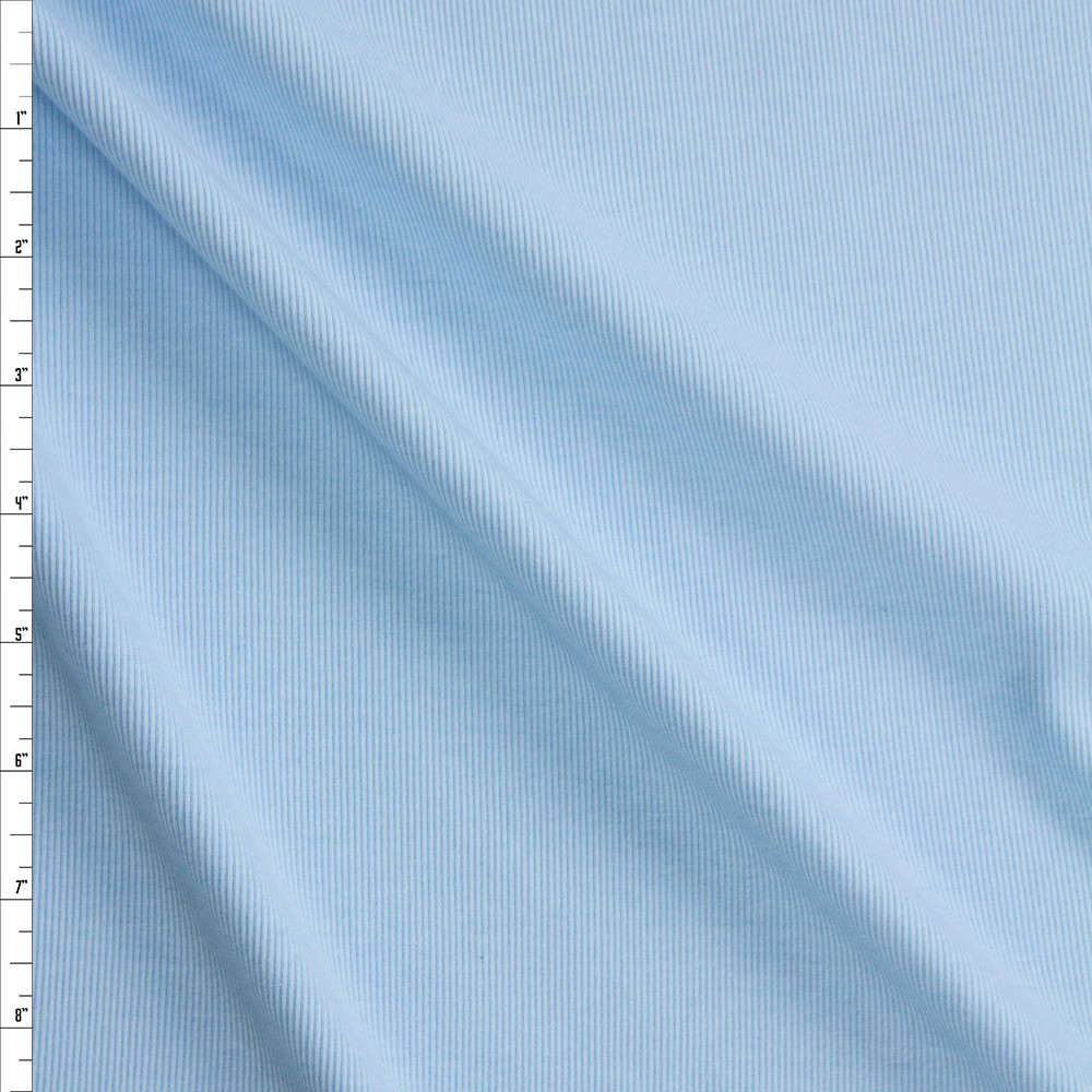 Cali Fabrics Light Blue Midweight Rayon Rib Knit Fabric by the Yard