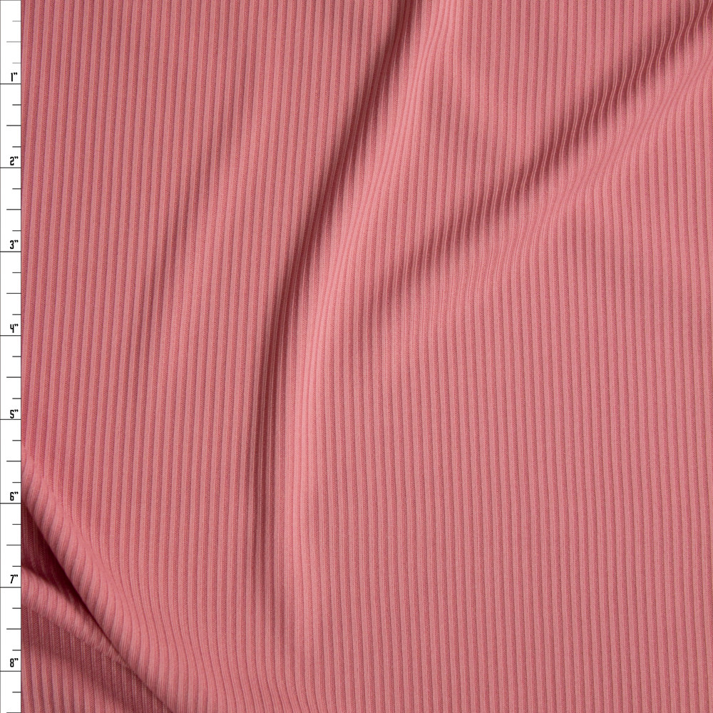 Cali Fabrics Pink Poly Rib Knit Fabric by the Yard