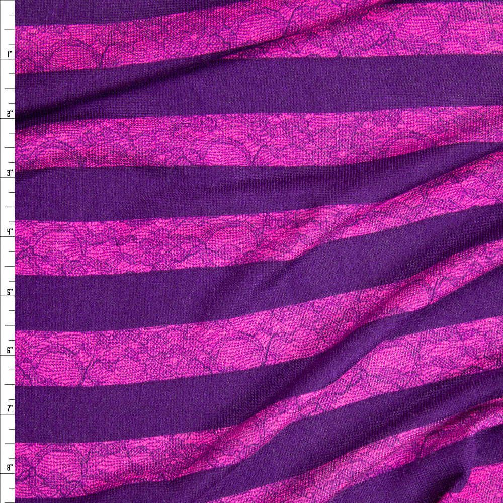 Cali Fabrics Purple and Hot Pink Horizontal Lace Stripe Lightweight ...