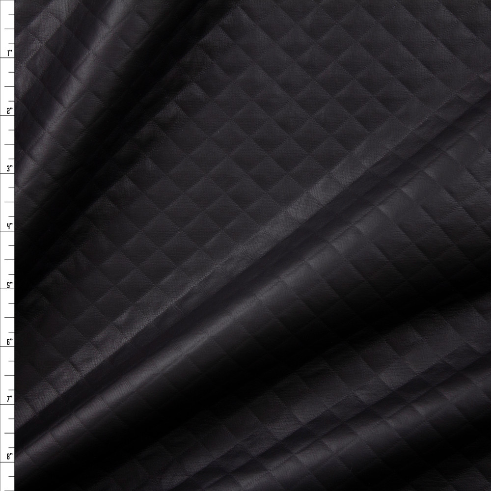 Cali Fabrics Matte Black Quilted Texture Leather Look Knit Fabric by ...