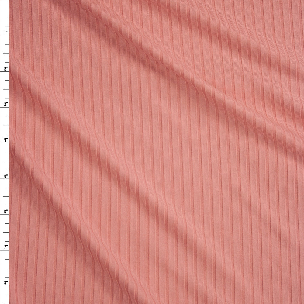 Cali Fabrics Pink Brushed Stretch Rib Knit Fabric by the Yard