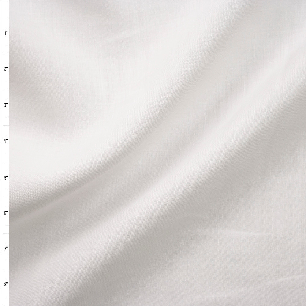 Cali Fabrics Crisp White Lightweight Linen Fabric by the Yard