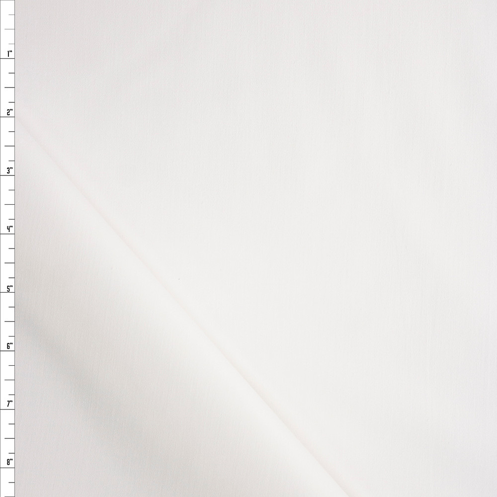 Cali Fabrics White Designer Stretch Cotton Sateen Fabric by the Yard