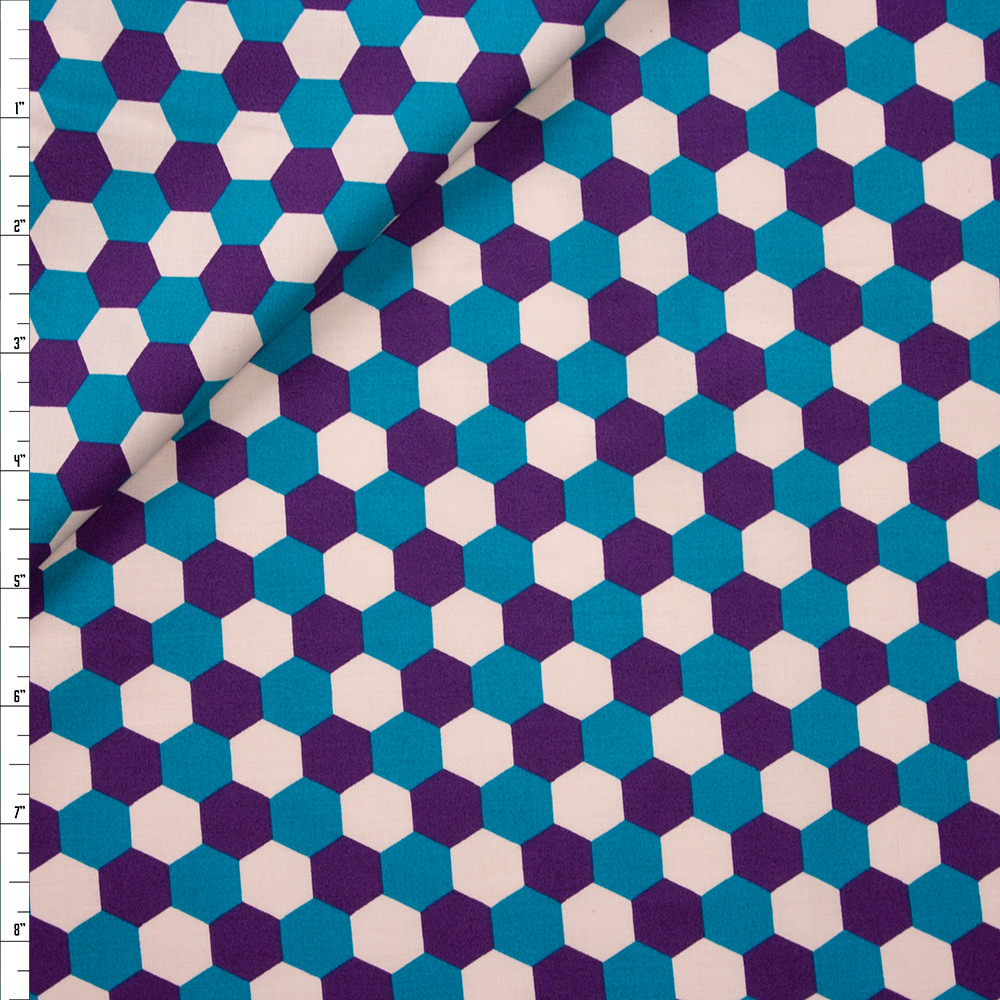 Cali Fabrics Purple, Turquoise, and White Geometric Pattern Cotton ...
