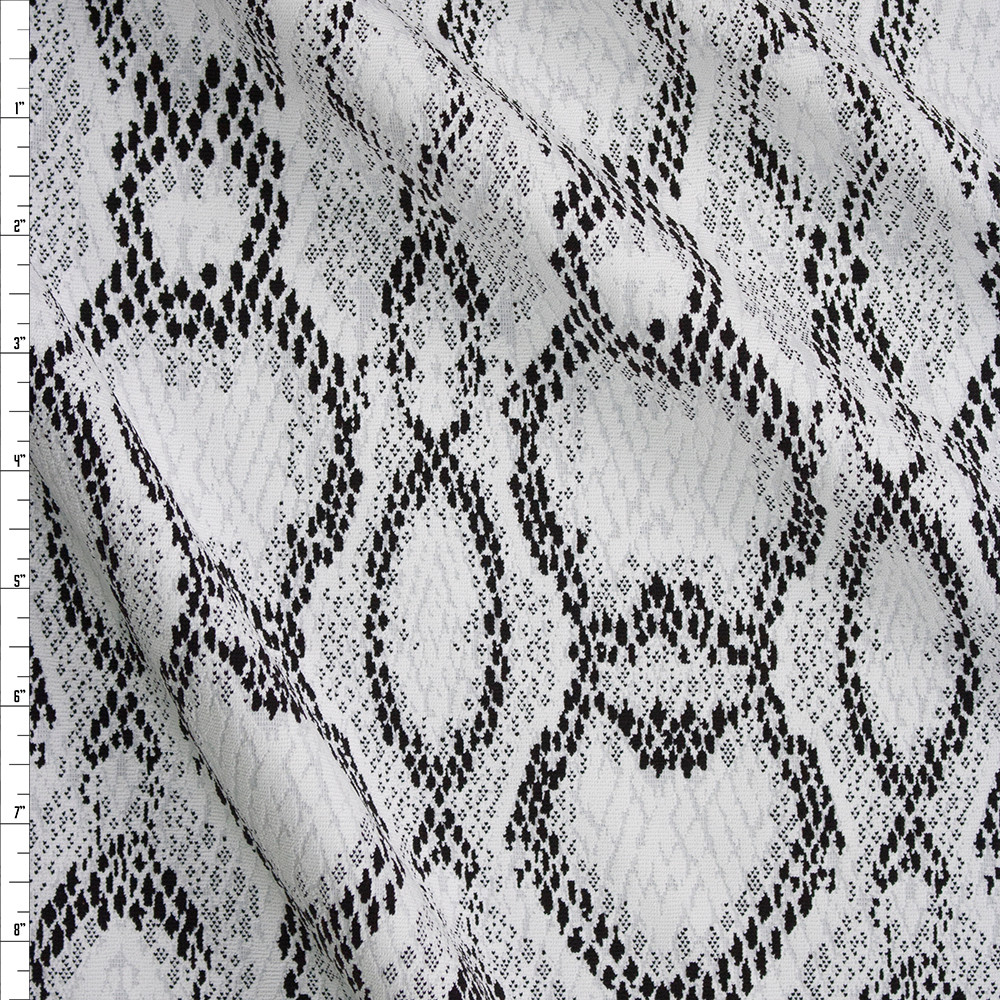 Cali Fabrics Black and White Snakeskin Textured Double Knit Fabric by ...