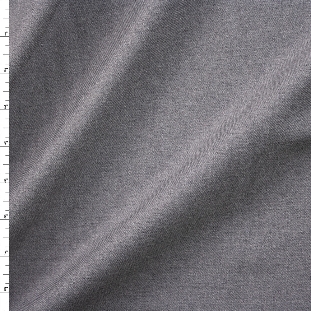 Cali Fabrics Grey Heather Stretch Wool Blend Suiting Fabric by the Yard