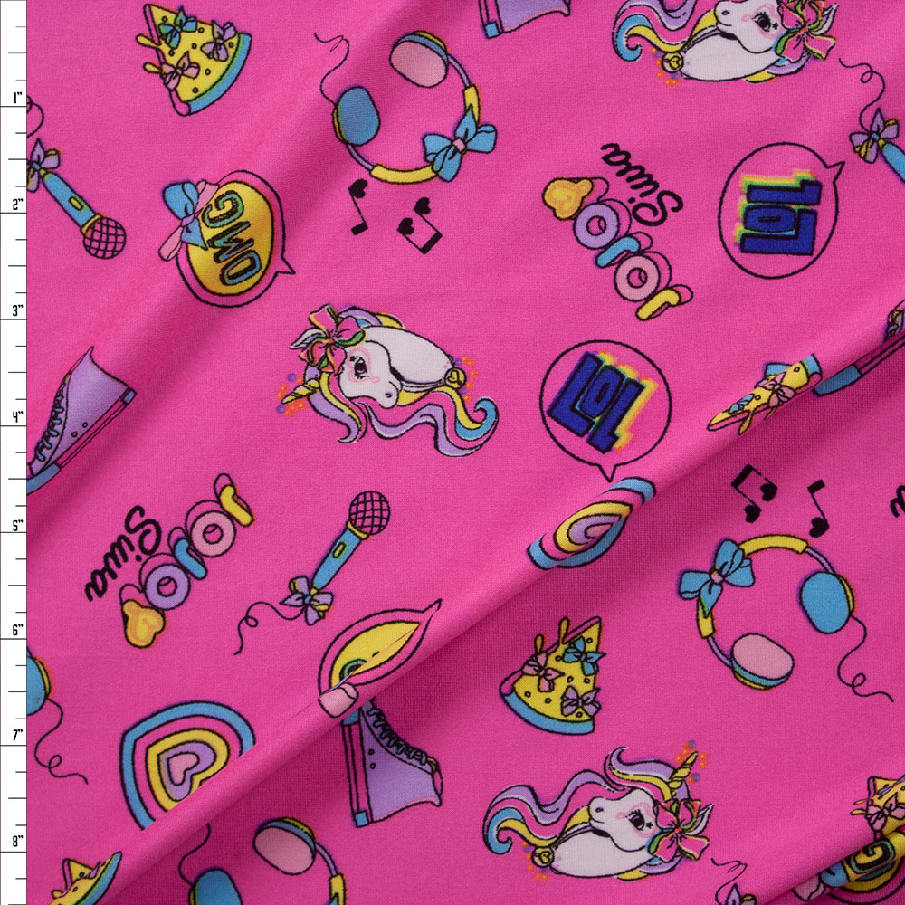 Cali Fabrics Bright Pink Jojo Siwa Double Brushed Poly/Spandex Fabric ...
