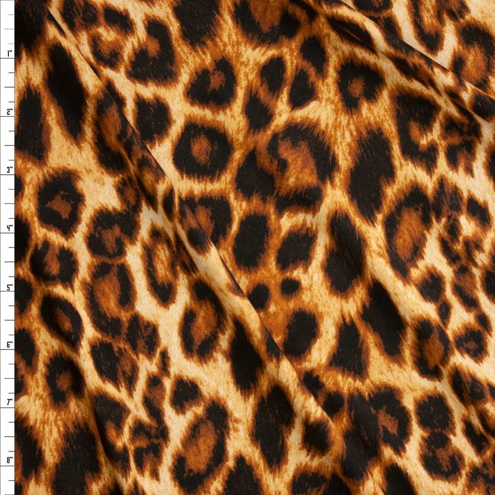Cali Fabrics Medium Leopard Print Double Brushed Poly/Spandex Fabric by ...