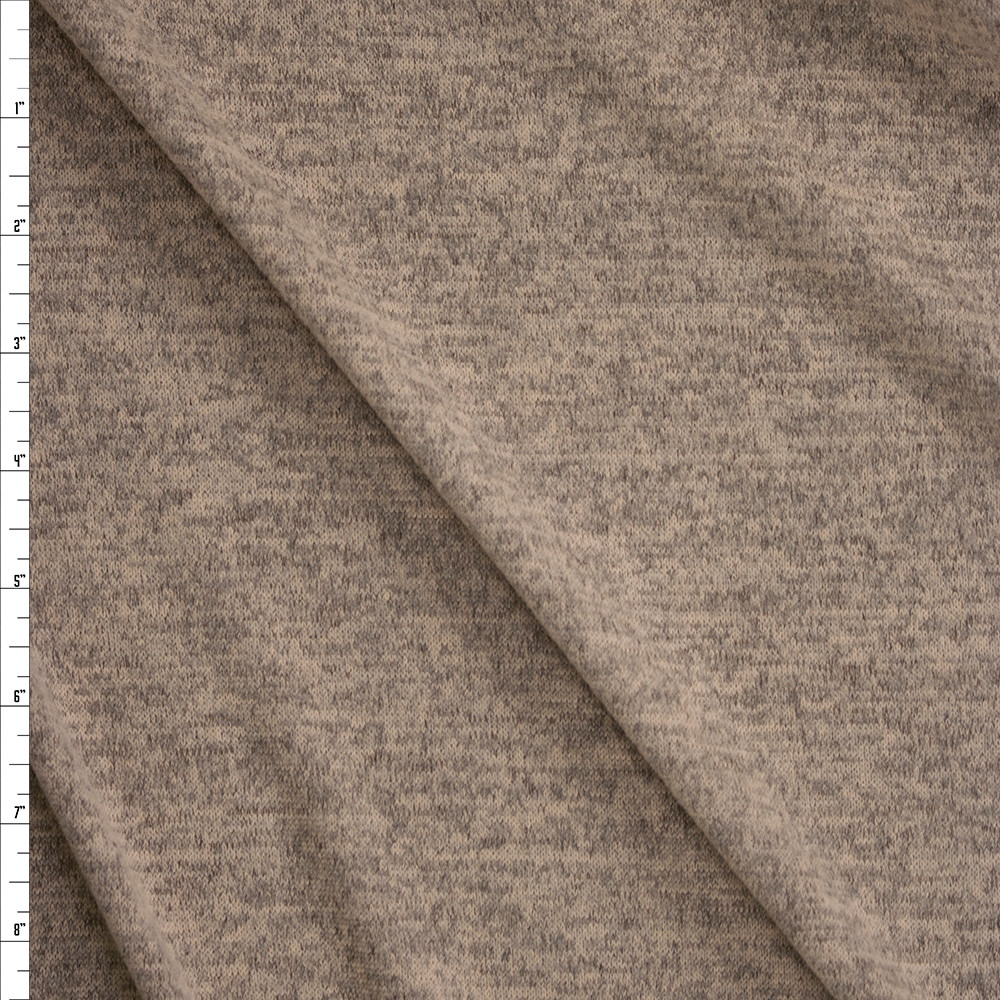 Cali Fabrics Tan Heather Brushed Hacci Sweater Knit Fabric by the Yard