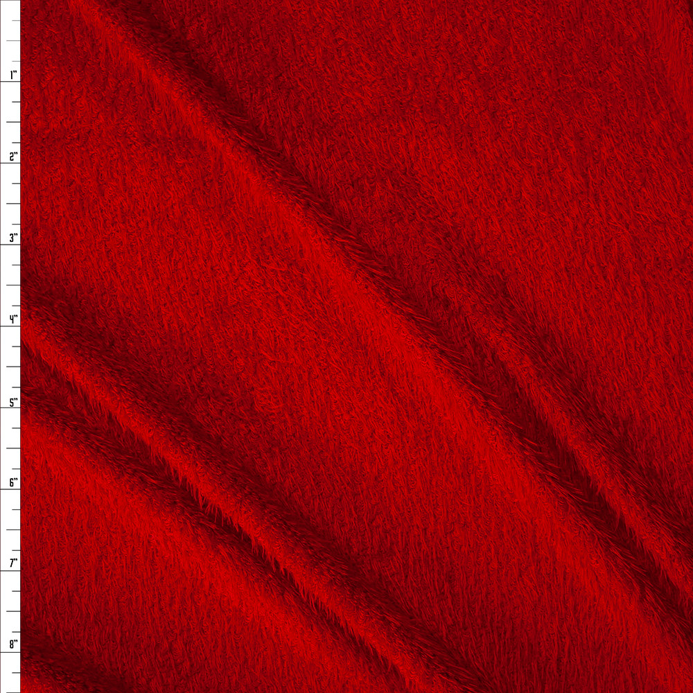 Cali Fabrics Red Fuzzy Stretch Knit Fabric by the Yard