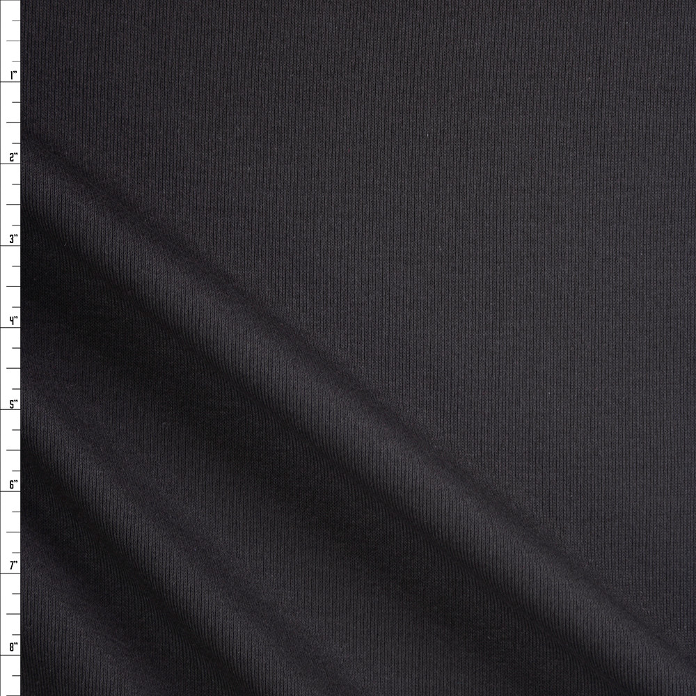 Cali Fabrics Black Cotton Rib Knit Fabric by the Yard