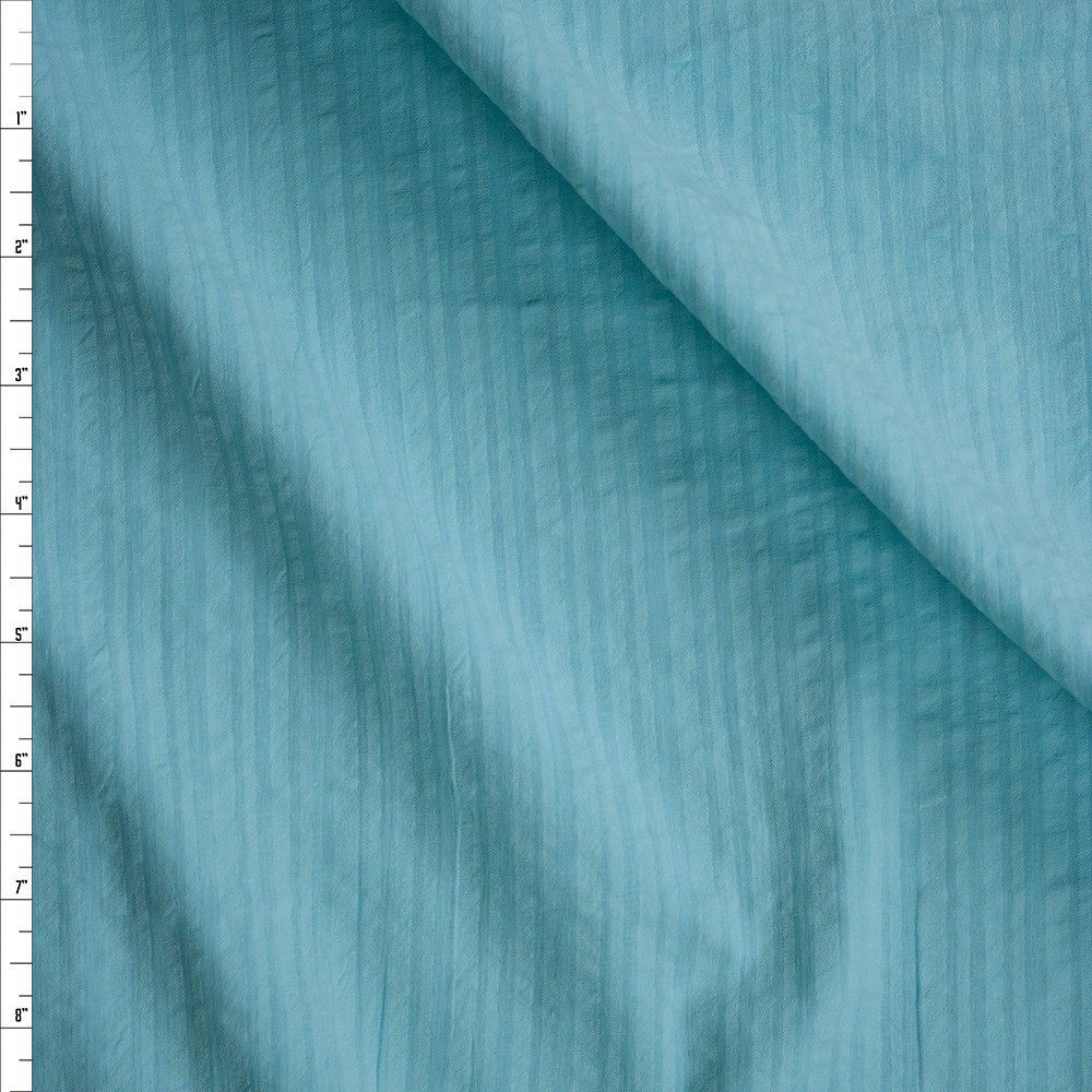 Cali Fabrics Robin’s Egg Blue Designer Seersucker Fabric by the Yard