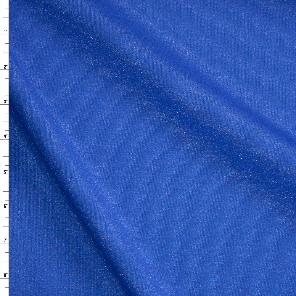 Cali Fabrics Royal Blue Sparkle Stretch Ponte De Roma Fabric by the Yard