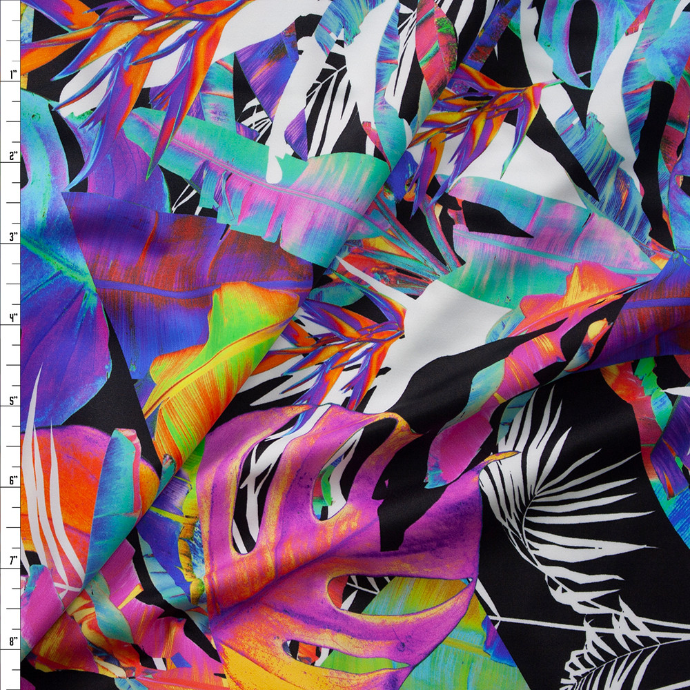 Cali Fabrics Vibrant Multi Color Island Floral Stretch Nylon/Spandex ...