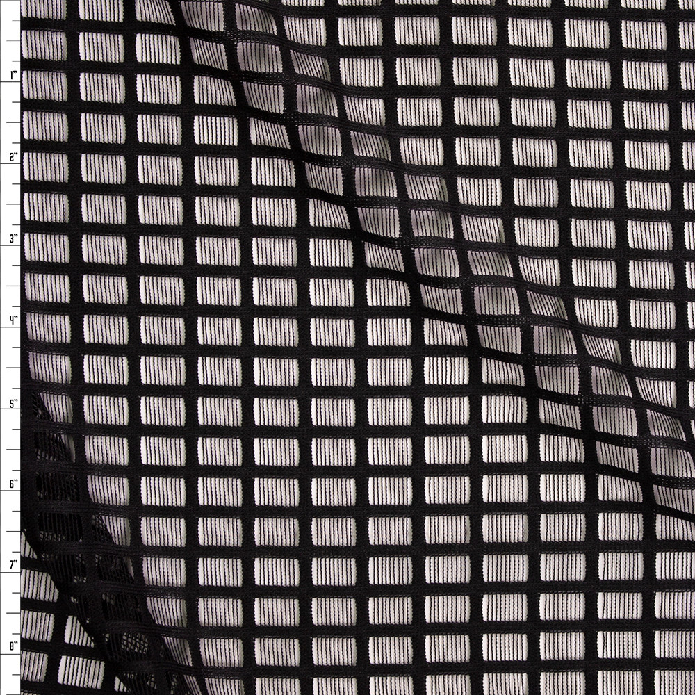 Cali Fabrics Black Designer Rectangle Lace Fabric by the Yard